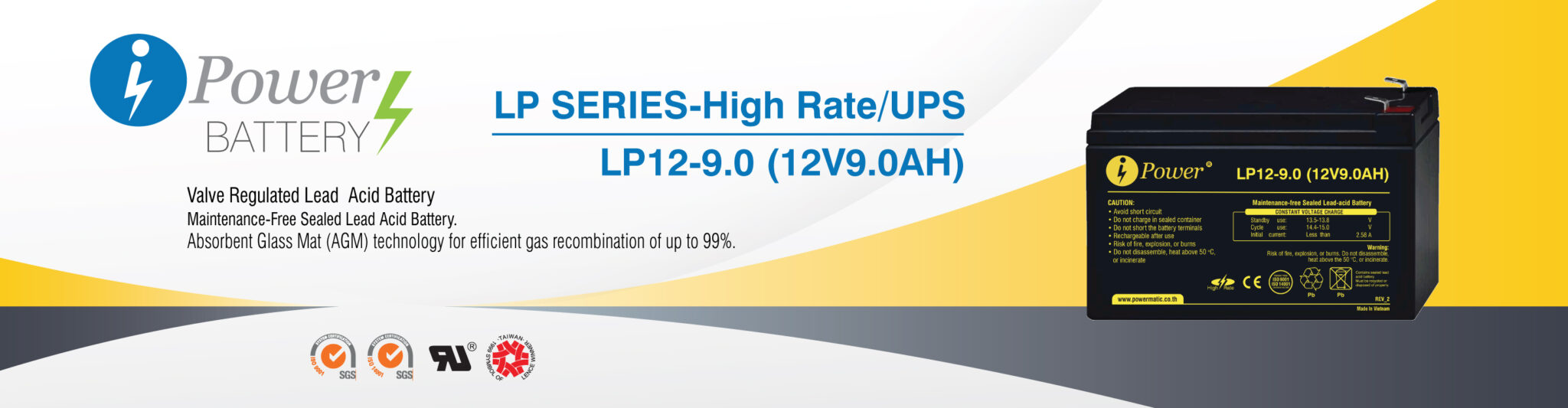 I Power Battery LP12-9.0 (12V 9.0Ah) - powermatic